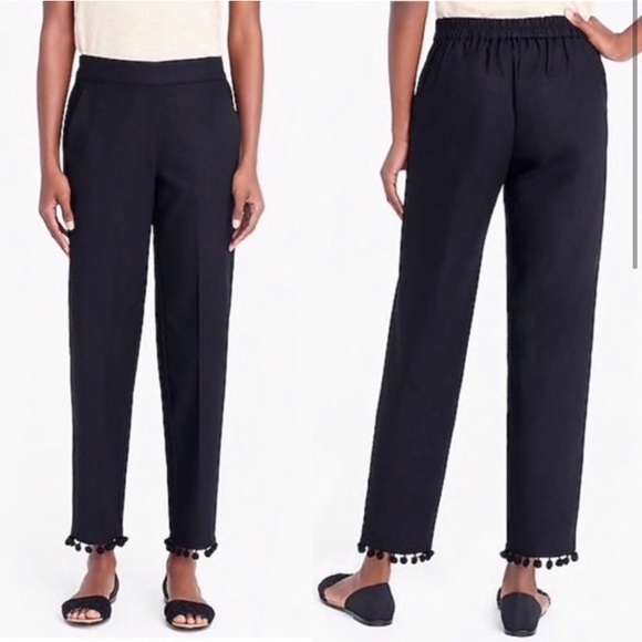 J. Crew | Pants & Jumpsuits | J Crew Linen Blend Cropped Black Pants ...